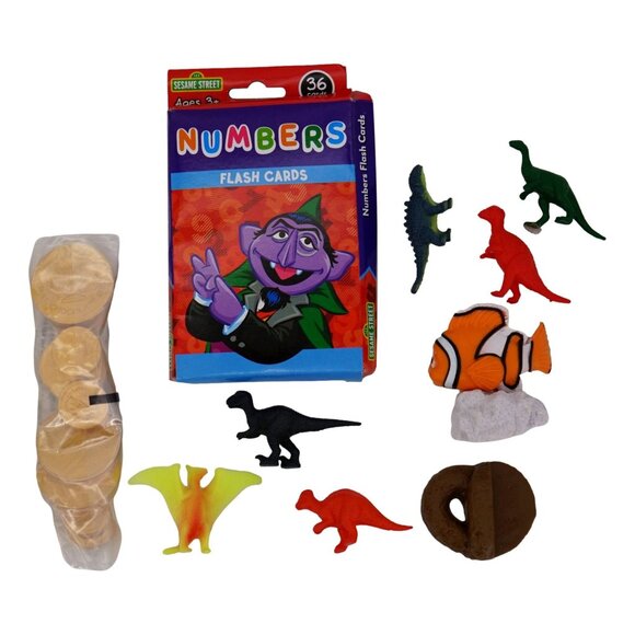 Toys | Pack Of Sesame Street Numbers Flash Cards Dinosaur Plastic Toys ...